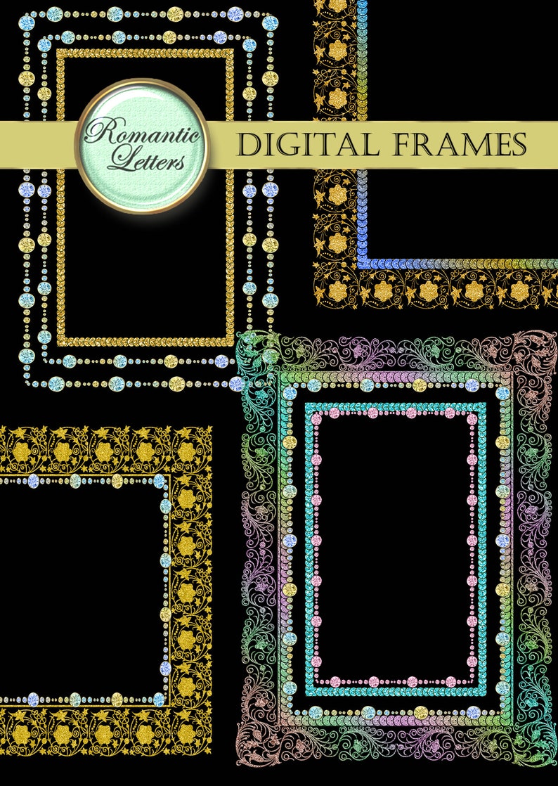 Digital Scrapbook Frame Gold Clipart Digital Gold Lace Clip - Etsy