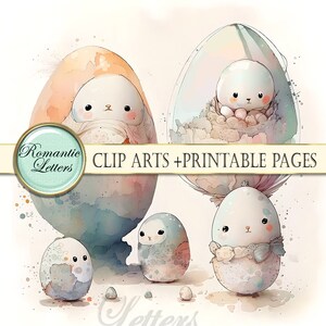 Easter Bunny Digital Clip Art Set Easter Eggs Printable Easter ...
