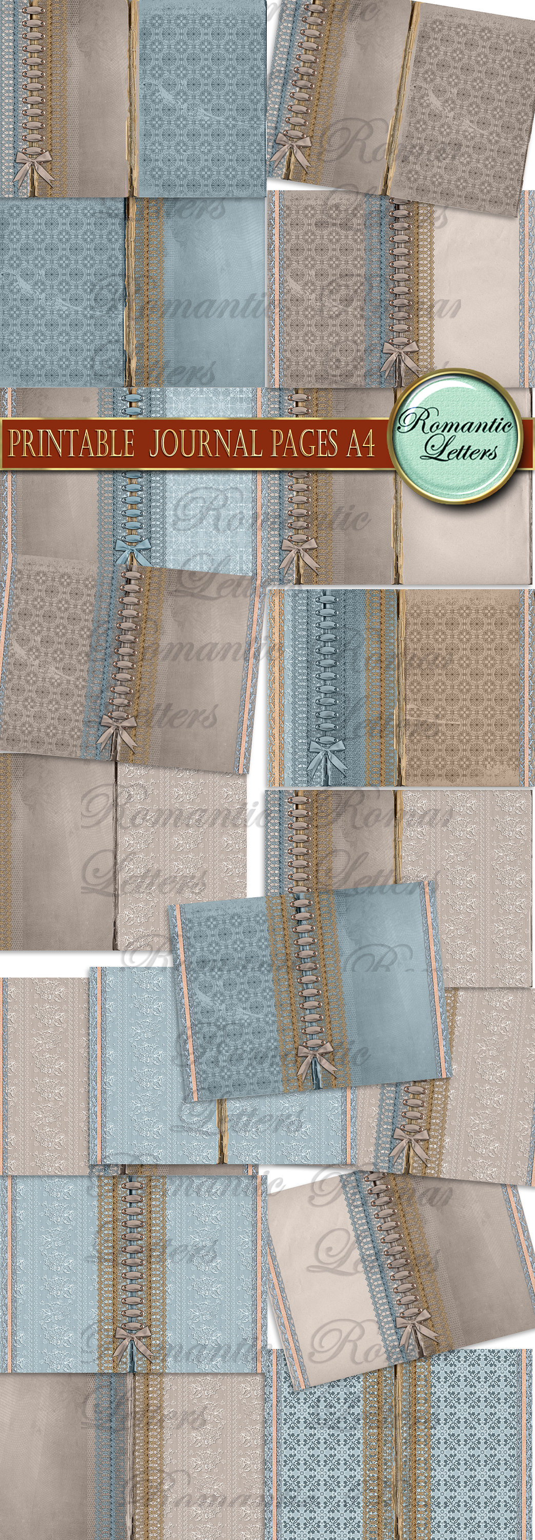 Printable journal pages printable junk journal paper craft A4 | Etsy