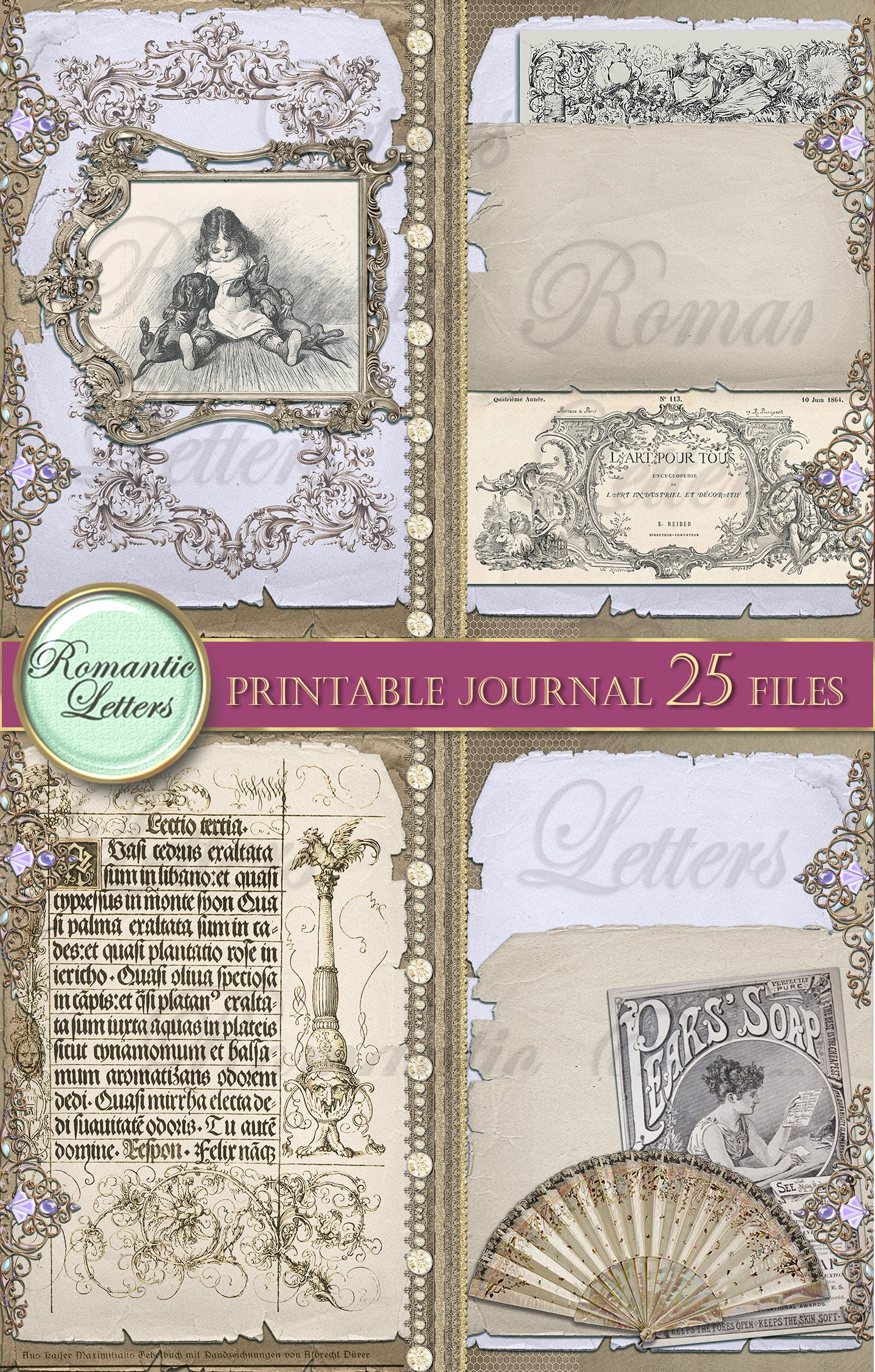Printable Junk Journal Kit Victorian Digital Scrapbooking Victorian ...
