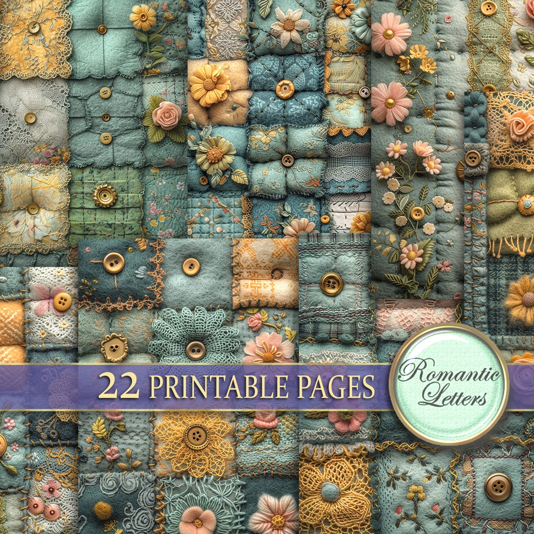 Digital Printable Scrapbook Paper Pack Junk Journal Paper Patchwork ...