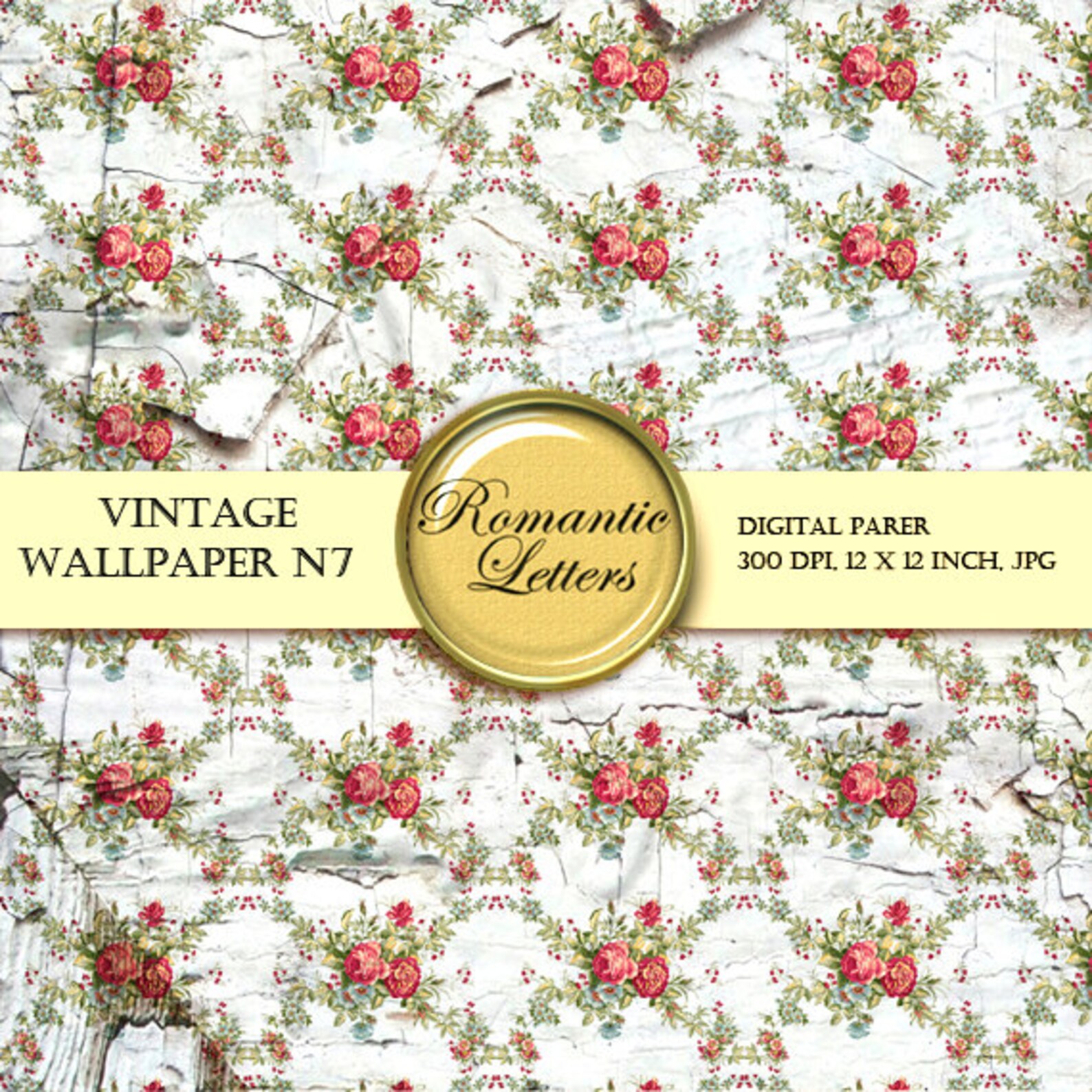 Digital Scrapbook Paper Pack Shabby Chic Old Wallpaper Digital | Etsy