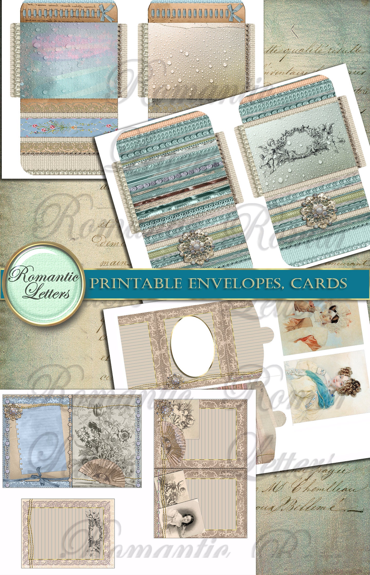 Printable Vintage Envelopes Printable Photo Cards Printable | Etsy