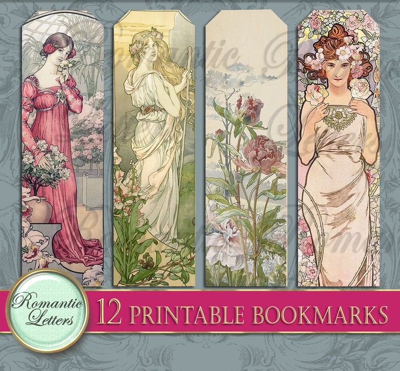 Printable Bookmarks Set Floral Digital Printable Gift Tags - Etsy