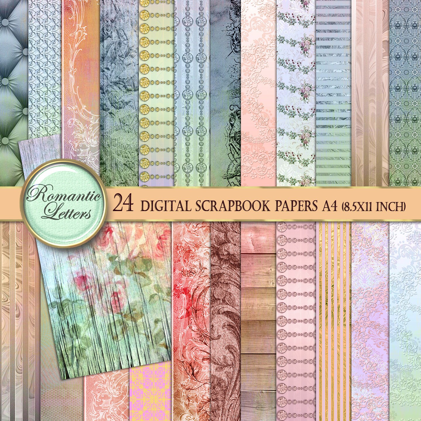Vintage Printable Paper Pack Digital Scrapbook Background - Etsy Canada