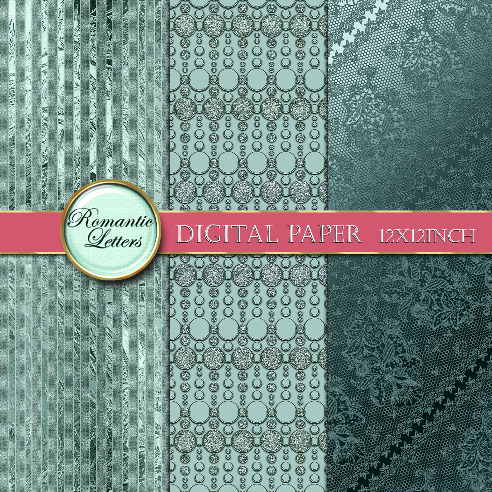 Dusty Teal Digital Paper Pack Digital Scrapbook Album Background ...