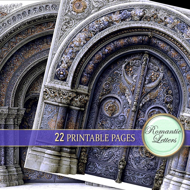 Gothic Gates Digital Printable Scrapbook Paper Pack Junk Journal Pages ...