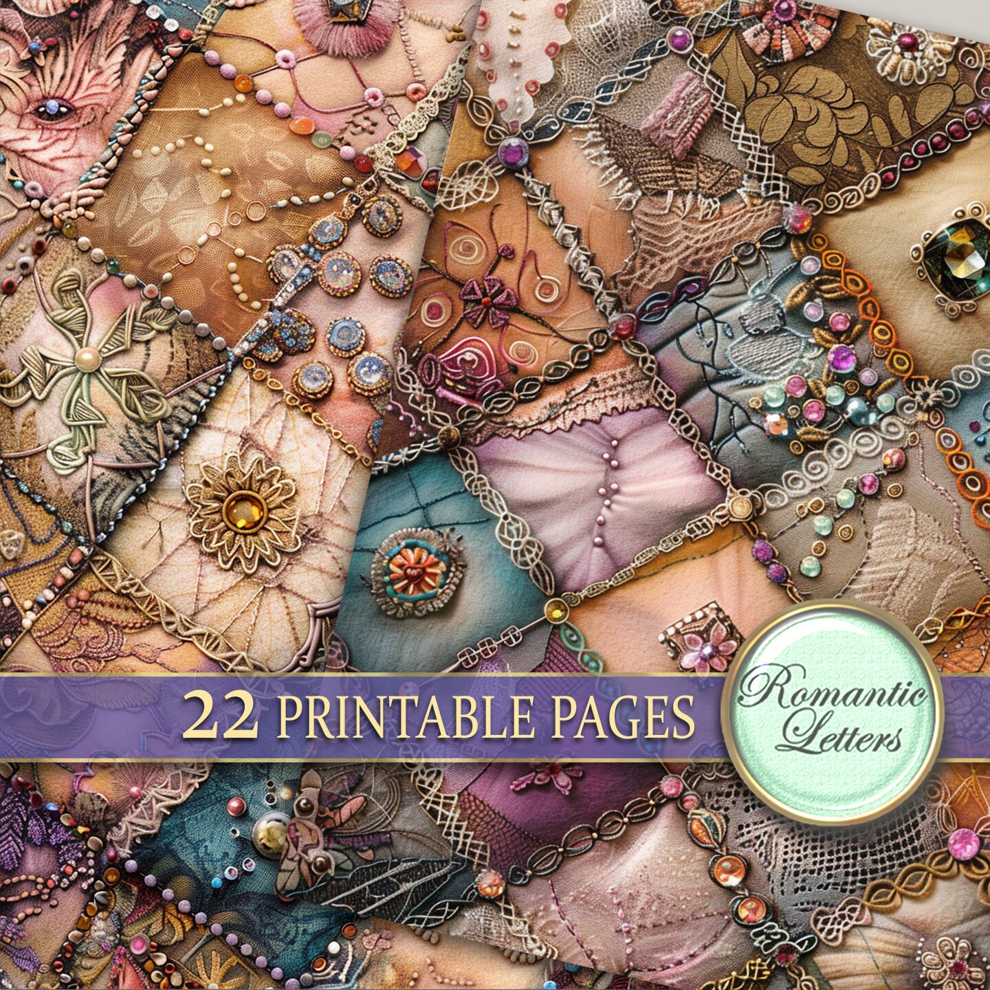 Digital Printable Scrapbook Paper Pack Shabby Chic Fabric Boho ...
