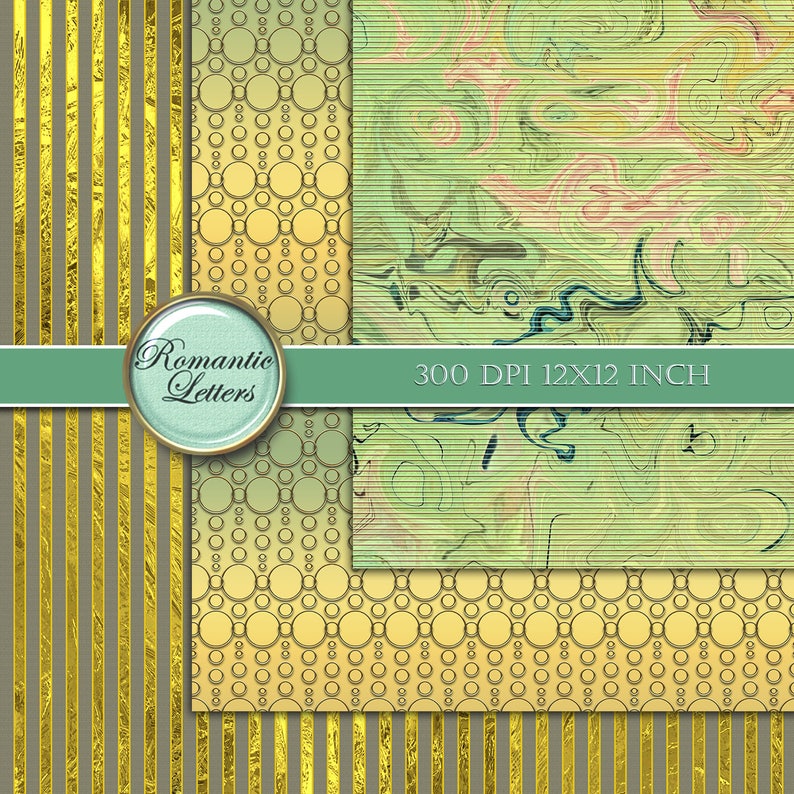 Gold Digital Scrapbooking Paper Pack Digital Gold Paper | Etsy