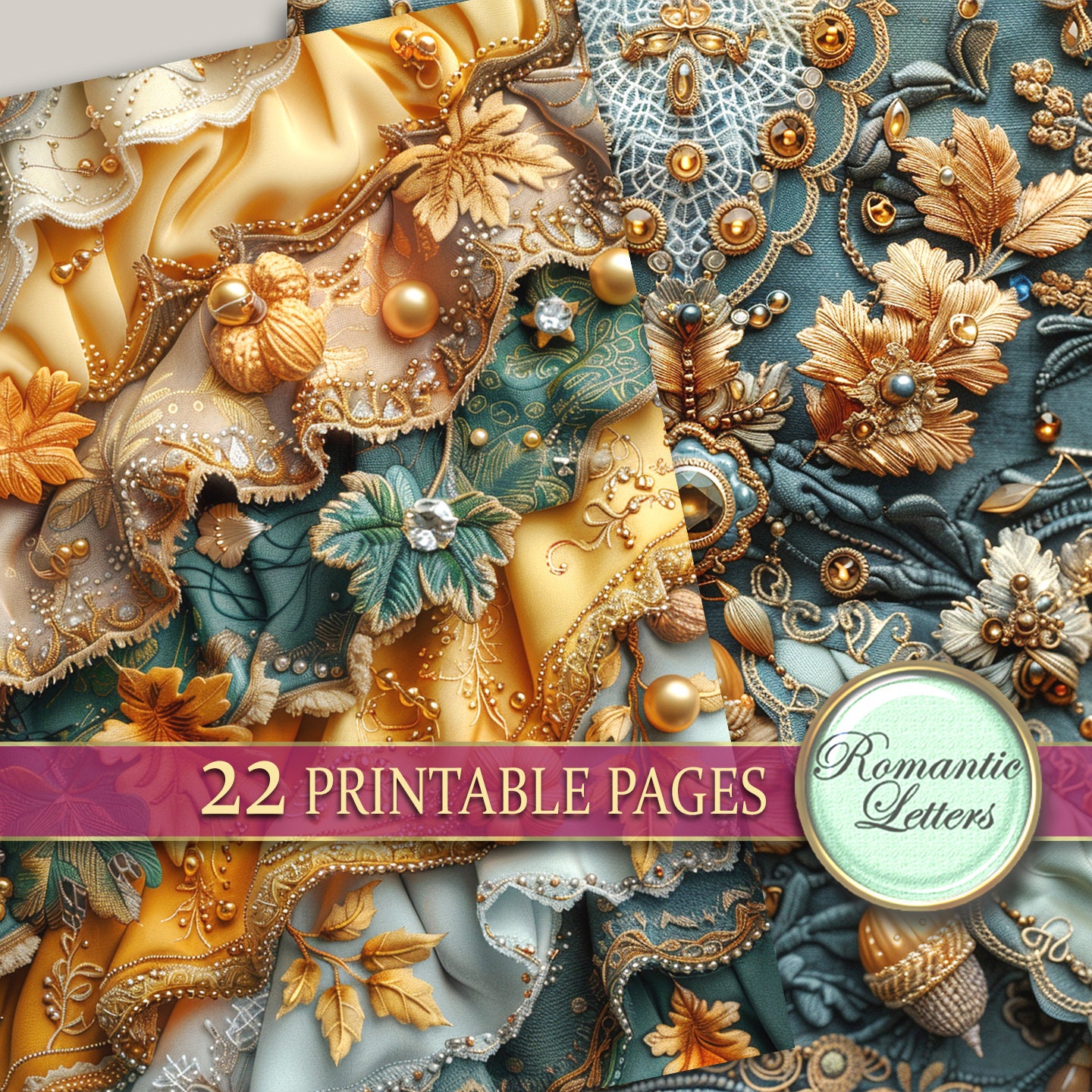 Digital Printable Craft Paper Scrapbook Paper Pack Embroidery Vintage ...