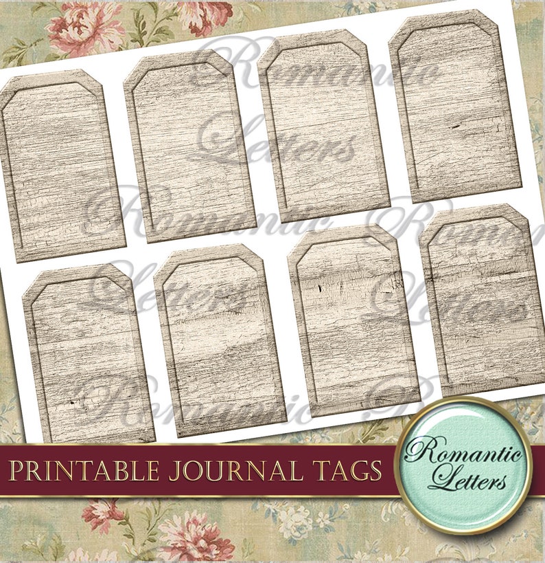 Printable Junk Journal Tags Printable Scrapbook Bookmark Gift Tag ...