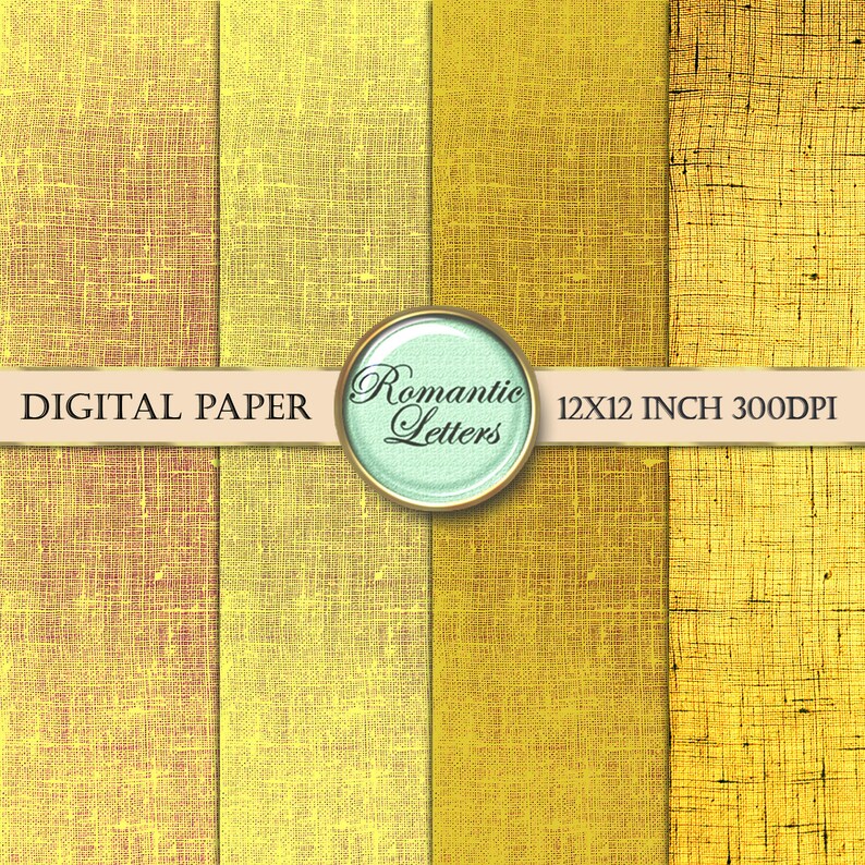 Linen Burlap Digital Paper Pack Digital Paper Yellow Digital - Etsy