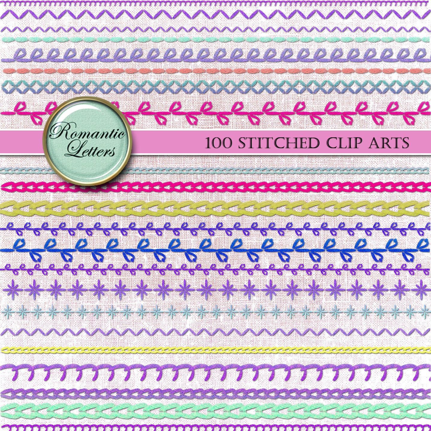 Stitches Clip Art Digital Clip Art Digital Scrapbook Borders | Etsy