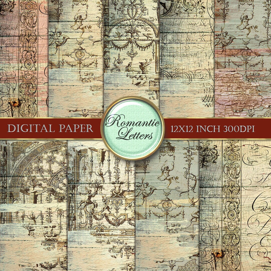 Digital Scrapbook Paper Pack Digital Background Shabby Wedding Digital ...