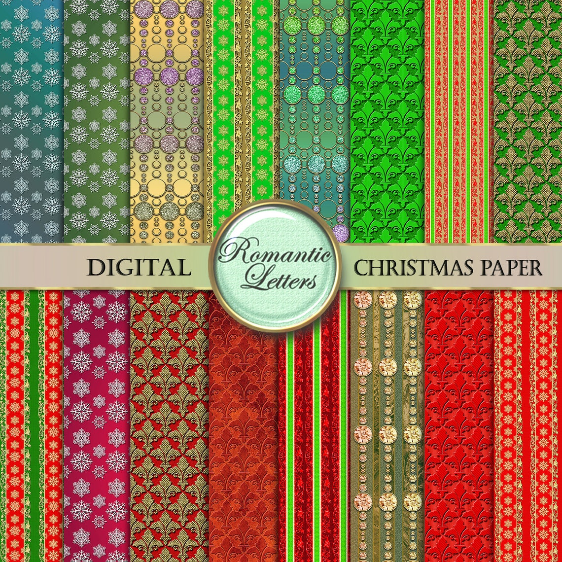 Christmas Digital Paper Pack Digital Christmas Scrapbook Paper - Etsy