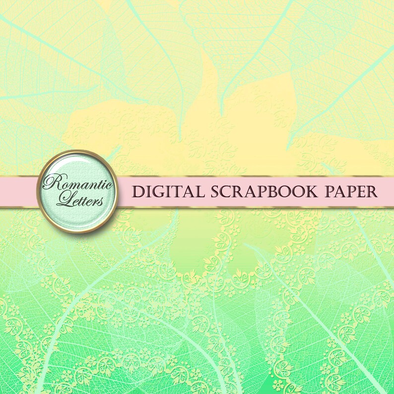 Green Leaves Texture Digital Scrapbook Paper Pack Spring Digital ...
