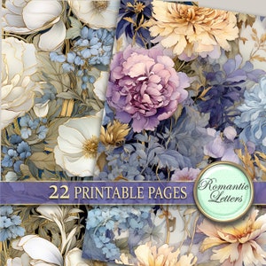 Botanical Digital Scrapbook Paper Pack Shabby Chic Flower Digital ...