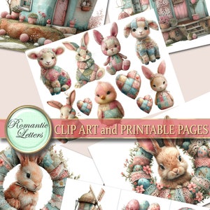 Easter Bunny Digital Clip Art Set Printable Scrapbook Paper Easter Eggs ...