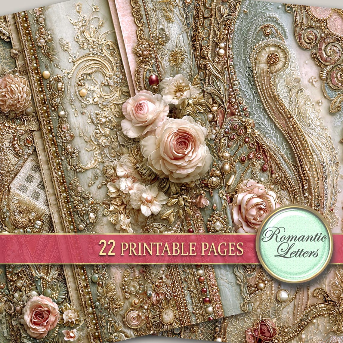 Digital Printable Scrapbook Paper Pack Shabby Chic Junk Journal Pages ...