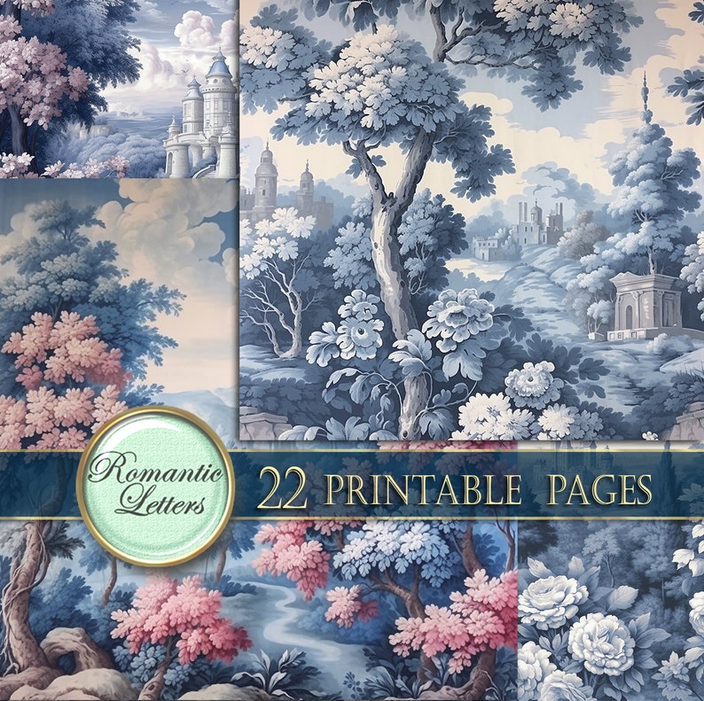 Floral Victorian Digital Paper Pack: Rose & Damask (printable) - Etsy