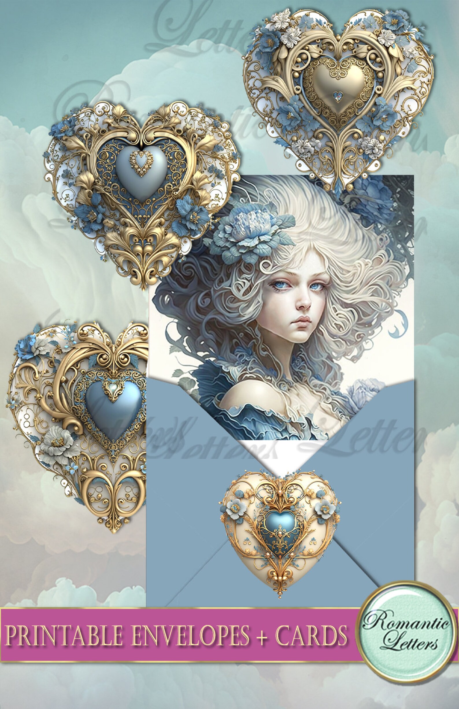 Printable Envelopes Cards Baroque Scrapbook Printable Junk Journal ...