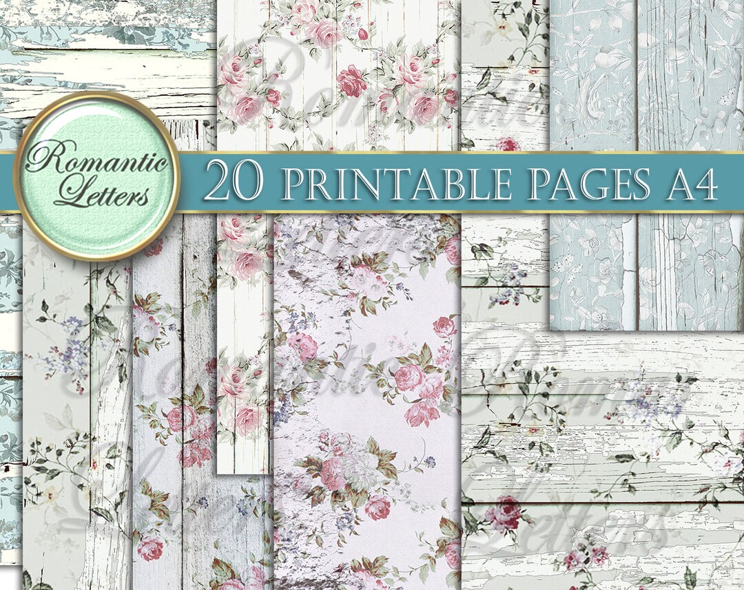 Shabby Chic Digital Scrapbook Paper Background Wedding Paper Floral ...