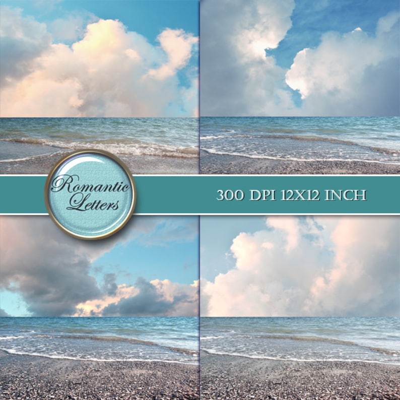 Sea beach digital photo backdrop ocean digital background | Etsy