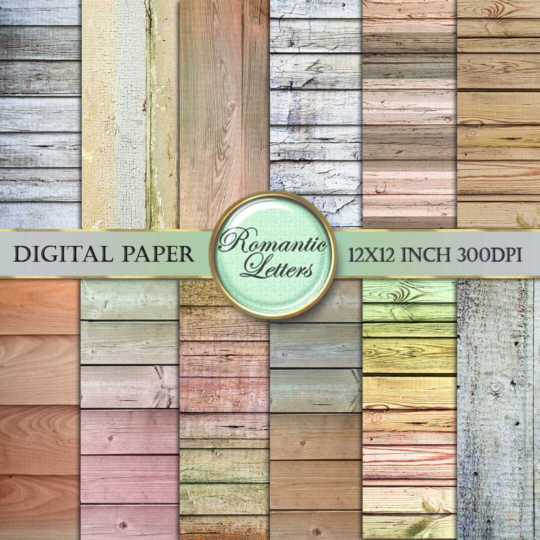 Wood Digital Paper Pack Digital Scrapbook Wood Texture Background Paper ...