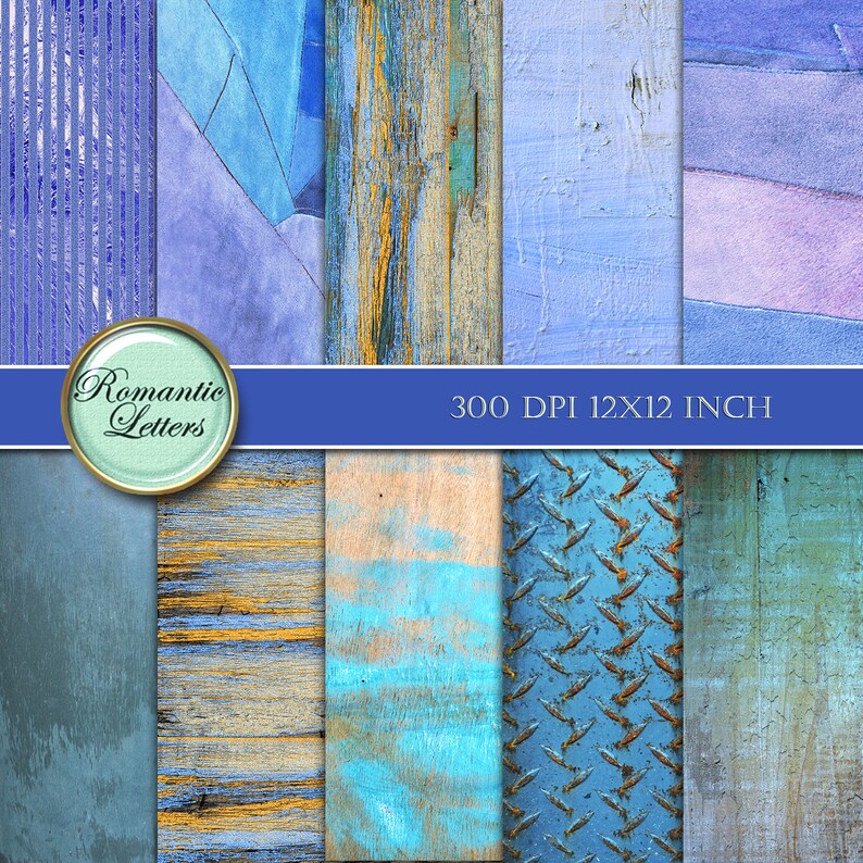 Blue Textures Digital Scrapbook Paper Background Digital - Etsy