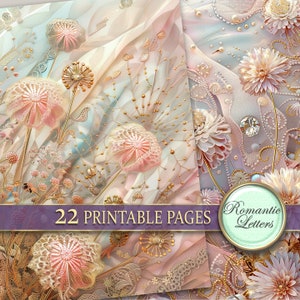 Digital Printable Scrapbook Paper Pack Embroidery Junk Journal Pages ...