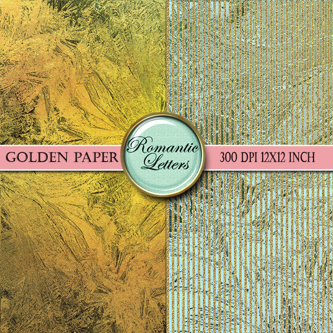 Gold Glitter Digital Paper Gold Digital Scrapbook Paper Pack | Etsy