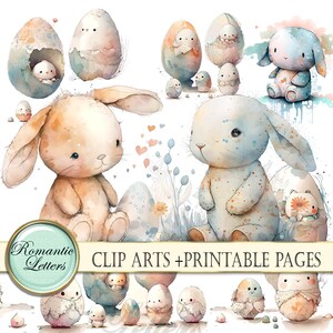 Easter Bunny Digital Clip Art Set Easter Eggs Printable Easter ...