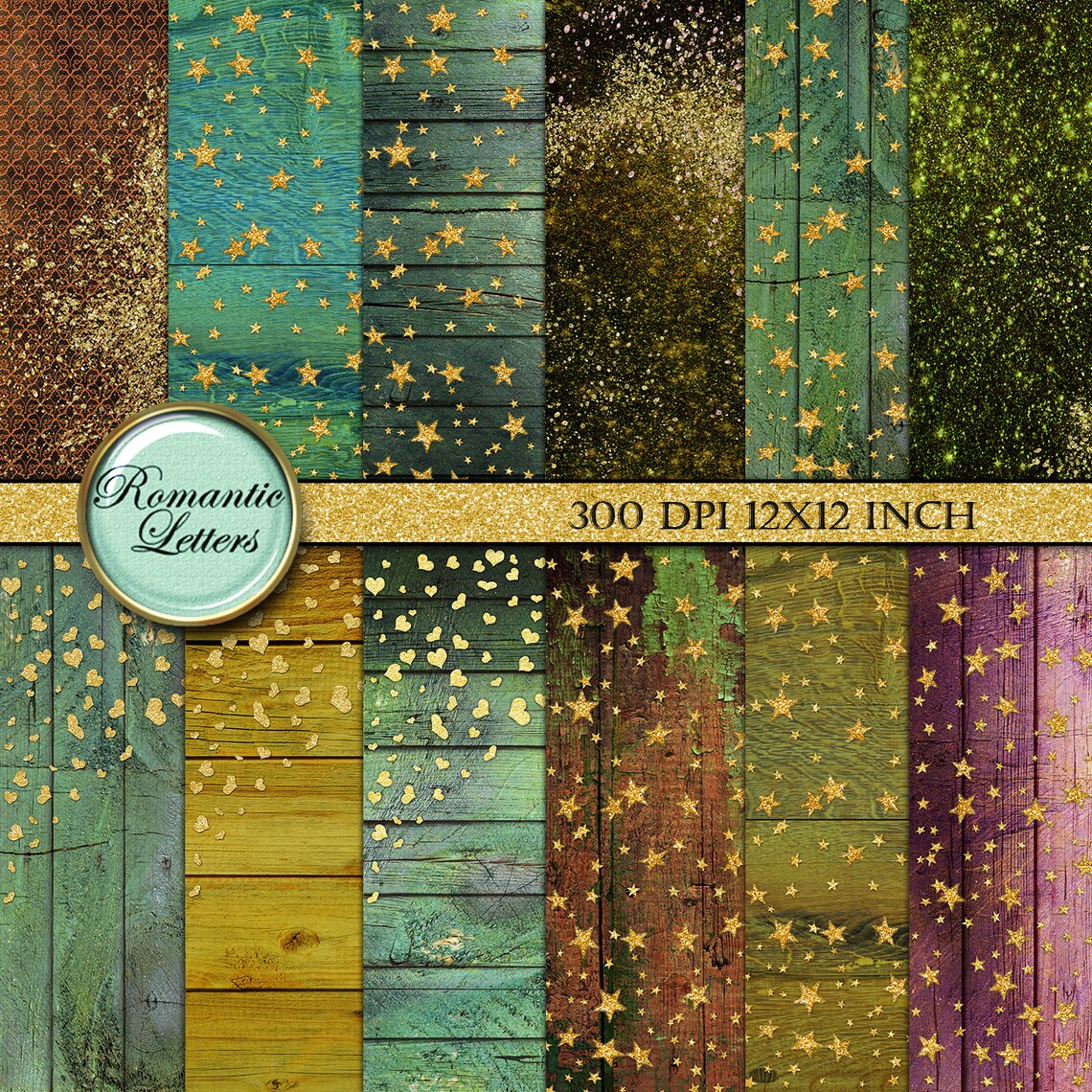 Digital gold glitter paper digital scrapbook paper gold pixie | Etsy