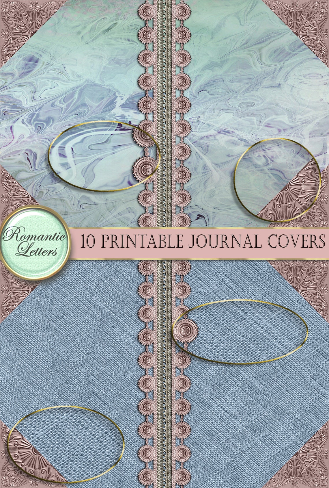 Printable Junk Journal Covers Kit Digital Scrapbook Cover Digital ...