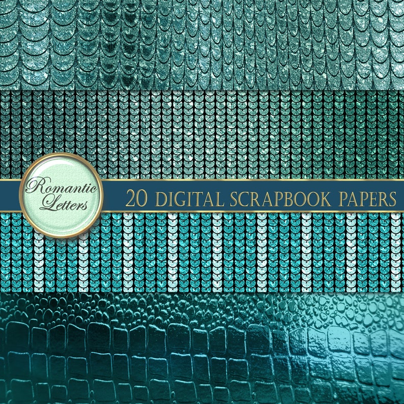 Digital Paper Teal Digital Scrapbook Album Paper Digital | Etsy