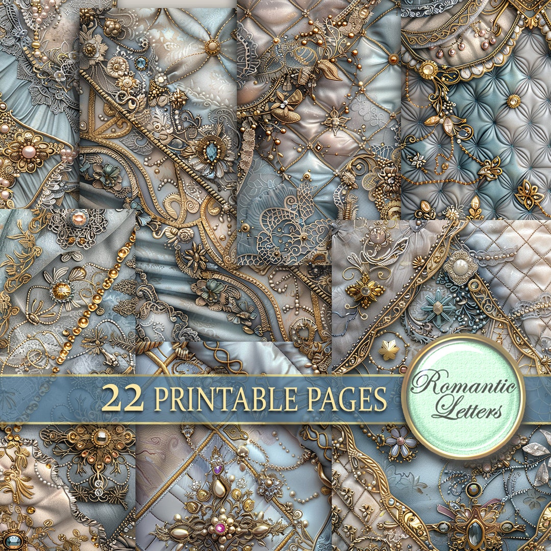 Digital Printable Scrapbook Paper Pack Shabby Chic Wedding Album Luxury ...