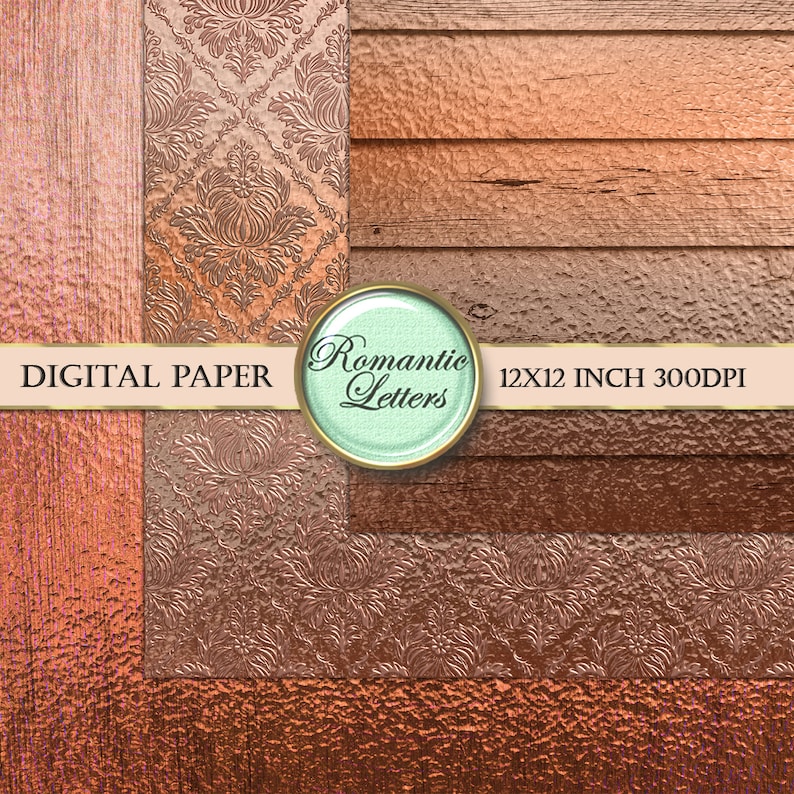 Rose Gold Digital Scrapbook Paper 12x12 Scrapbook Background - Etsy