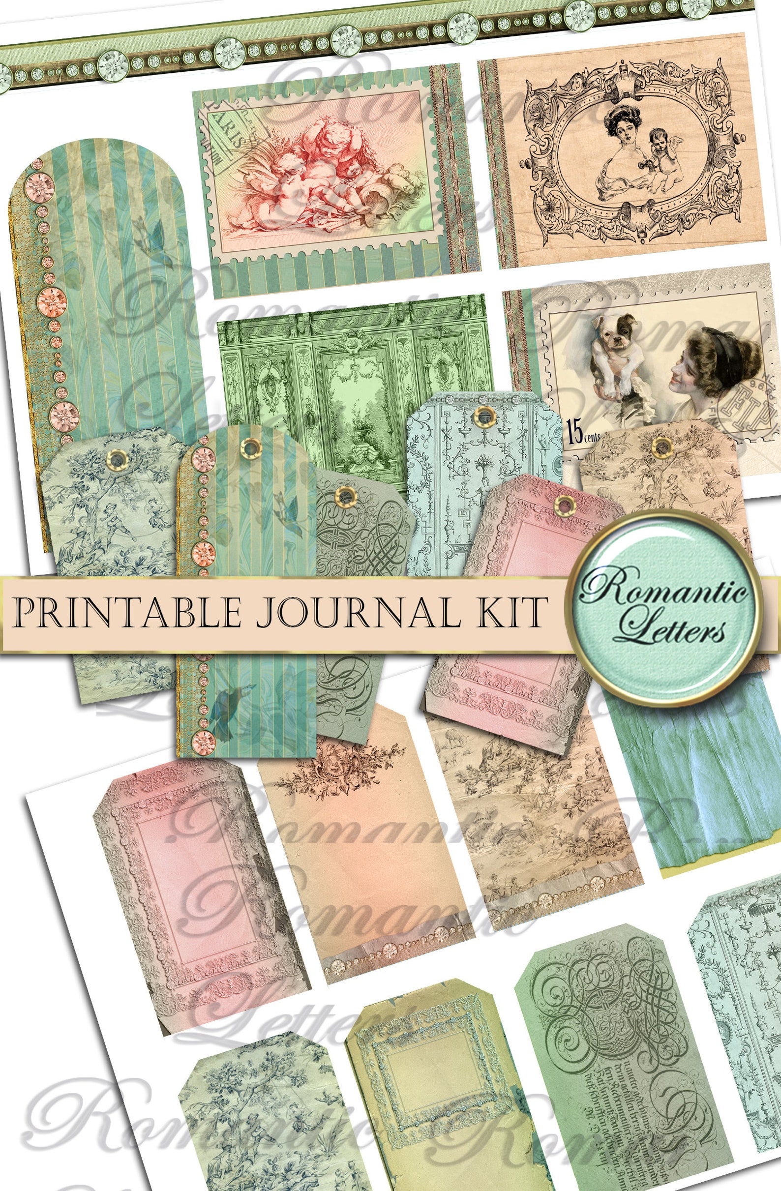 Printable Scrapbook Kit Paper Victorian Printable Journal - Etsy