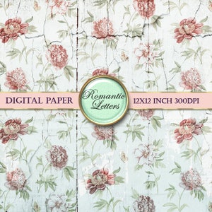 Floral Digital Scrapbook Paper Pack Shabby Chic Digital Paper Wedding ...