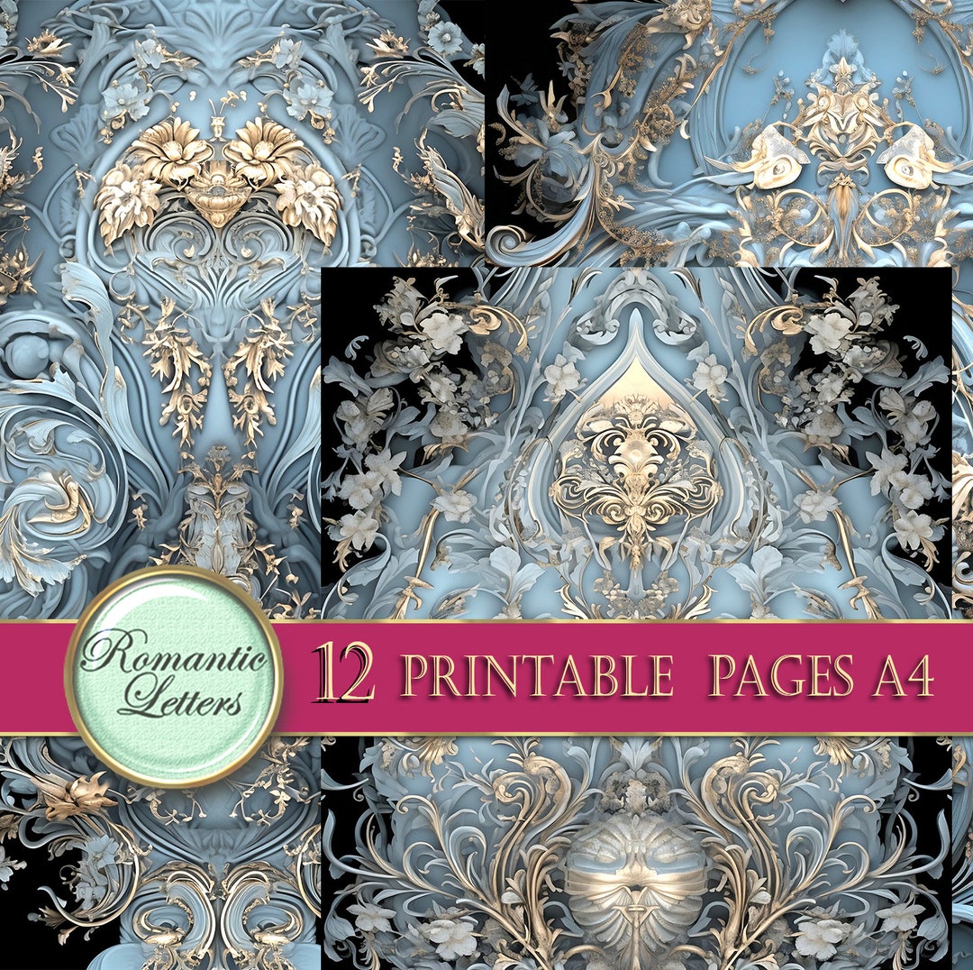 Digital Paper Damask Scrapbook Printable Paper Pack Digital Texture ...