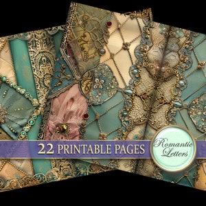 Digital Printable Scrapbook Paper Pack Shabby Chic Fabric Boho ...