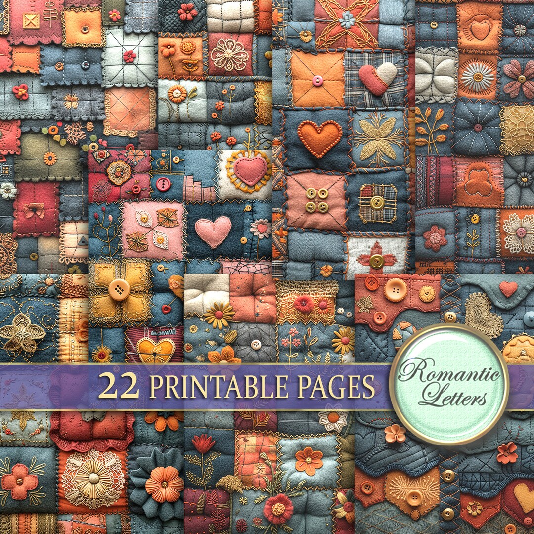 Patchwork Digital Printable Scrapbook Paper Pack Junk Journal Paper ...