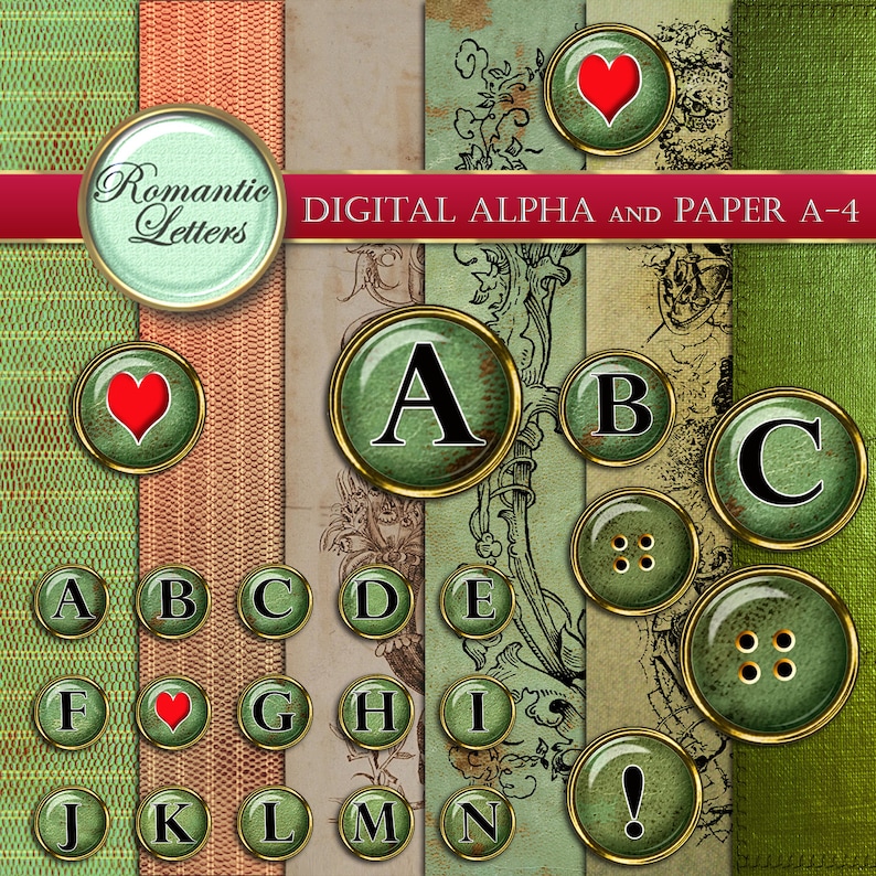 Digital Scrapbook Alphabet Digital Clip Art Digital Letters - Etsy