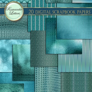 Digital Paper Teal Digital Scrapbook Album Paper Digital Texture Teal ...