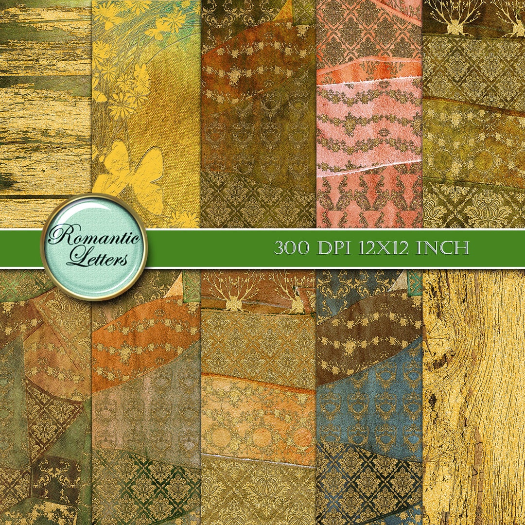 Autum Fall Digital Scrapbook Paper Gold Autumn Fabric Gold Digital ...