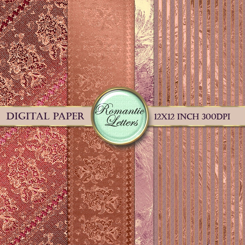 Rose Gold Digital Scrapbook Paper Digital Paper Gold Foil Gold - Etsy