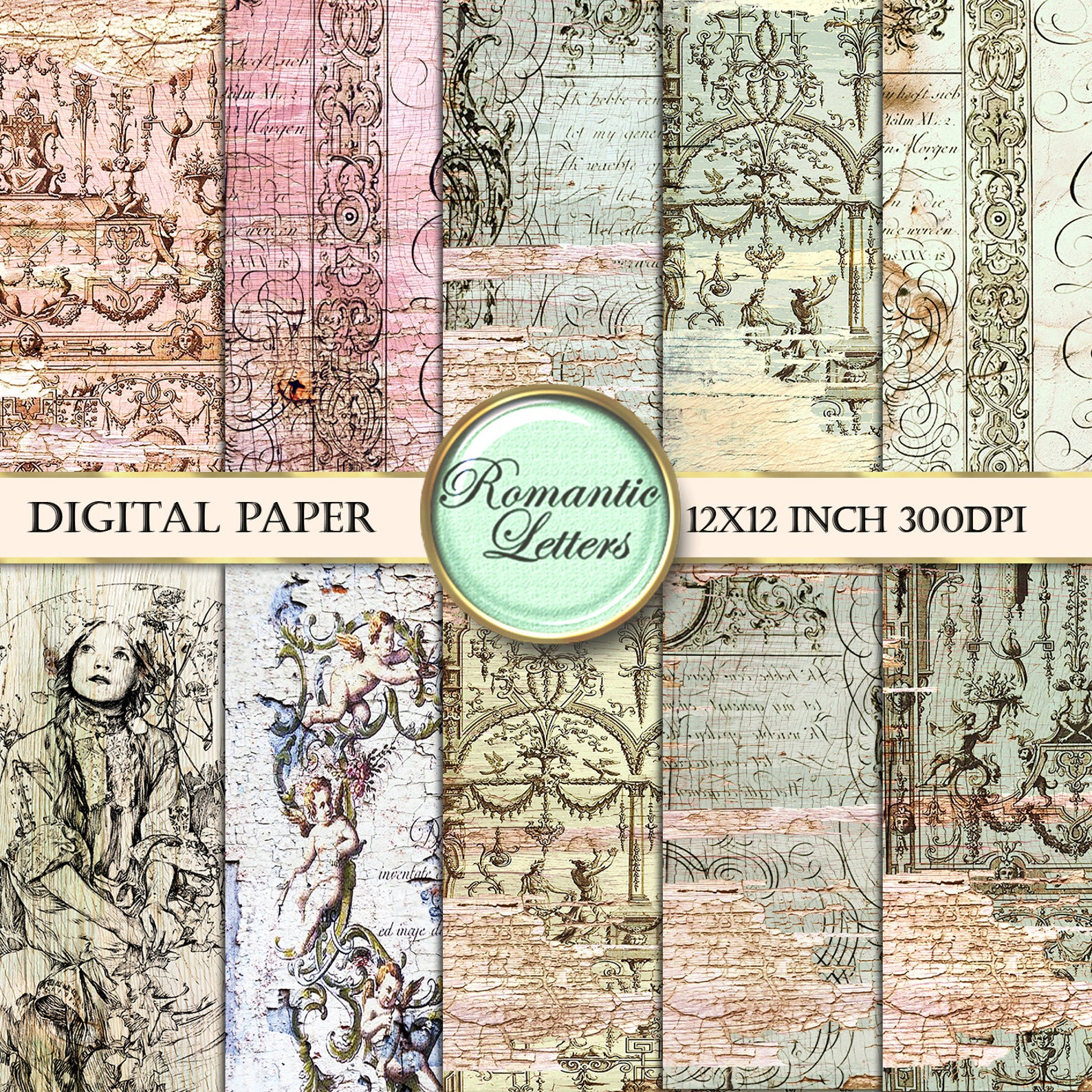Shabby Wood Digital Scrapbook Paper Pack Digital Background Shabby Chic ...