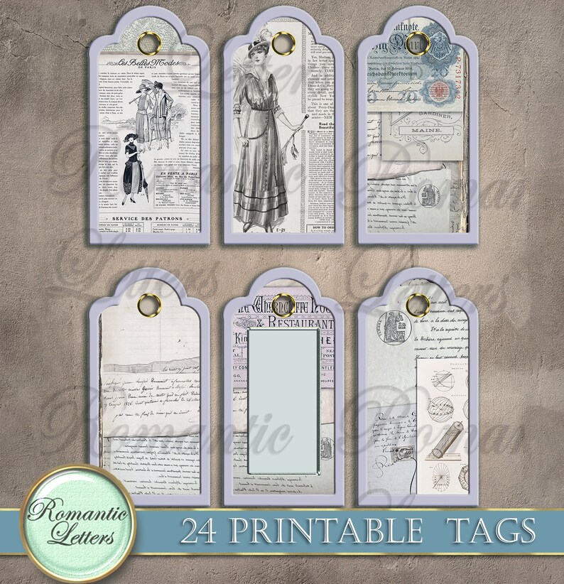 Printable Junk Journal Tags Printable Gift Tags Printable Bookmark Tags ...