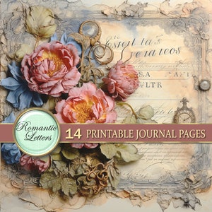 Floral Digital Scrapbook Paper Pack Shabby Chic ROSE Flowers Digital ...