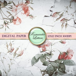 Floral Digital Scrapbook Paper Pack Shabby Chic Digital Paper Wedding ...